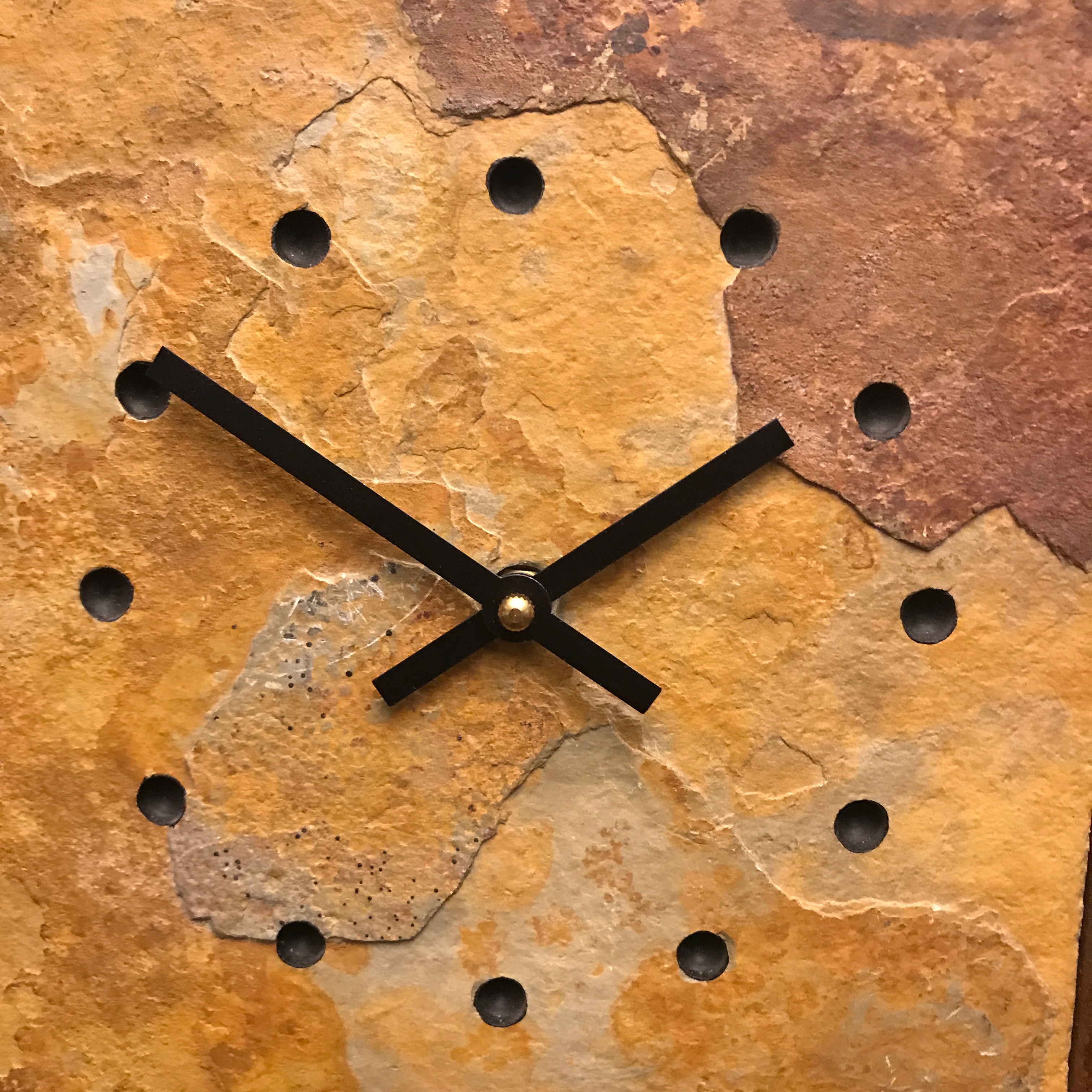 Custom Quarried Brown/Yellow Slate wall clock | Sutton Clocks